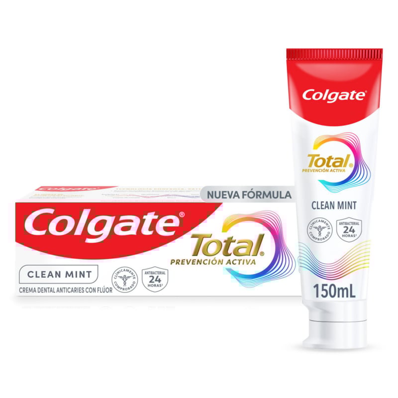 Pasta Dental Colgate Total Clean Mint Prevención Activa Envase 150 mL ...