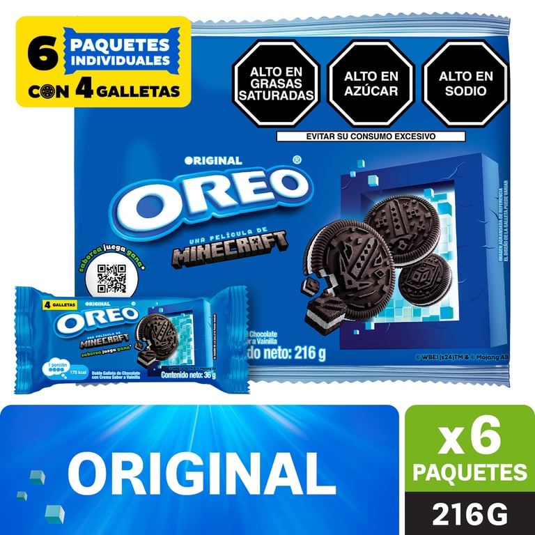 Galleta Oreo Pack 6 Unidades 216 g | Tottus Perú