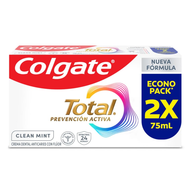 Pasta Dental Colgate Total Clean Mint Prevención Activa Pack 2 Und 75 ...