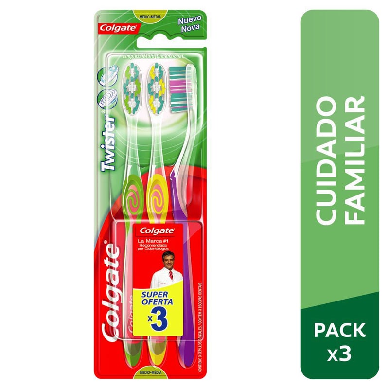 Cepillo Dental Colgate Twister Medio x3 | Tottus Perú