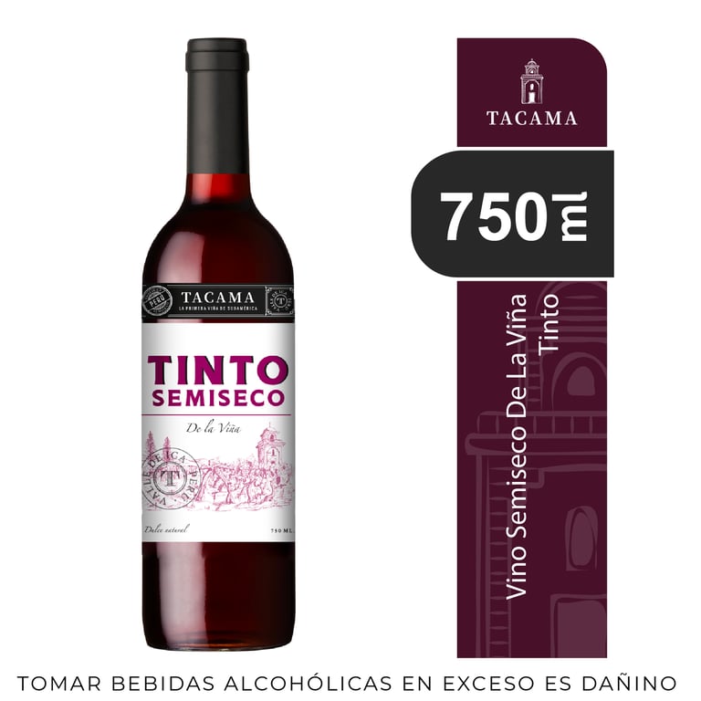 Vino Tacama Tinto Semi Seco Dulce Natural Botella 750 mL | Tottus Perú