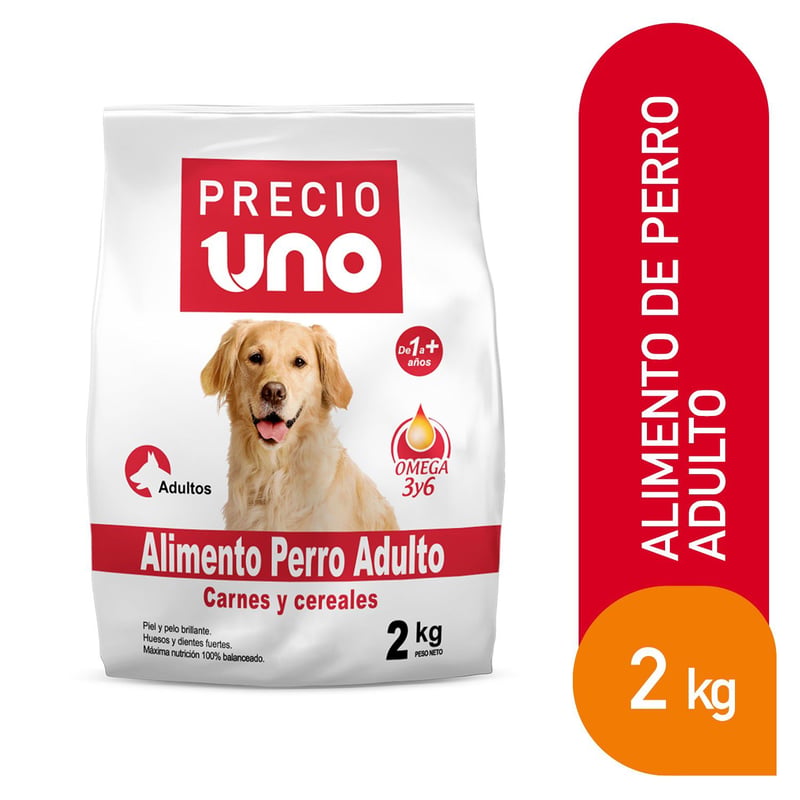 Alimento para Perros Precio Uno Adultos Sabor Carne y Cereales 2 kg ...