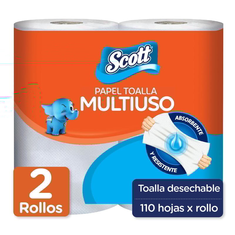 Papel Toalla Scott Multiusos Paquete 2 x 100 hojas | Tottus Perú