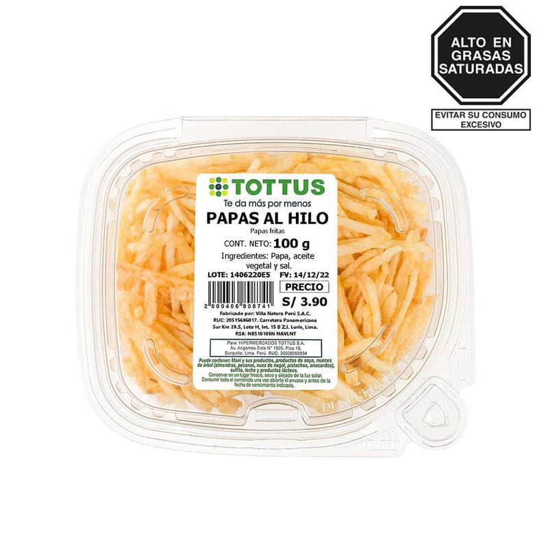 Papas al Hilo Tottus 100 g | Tottus Perú