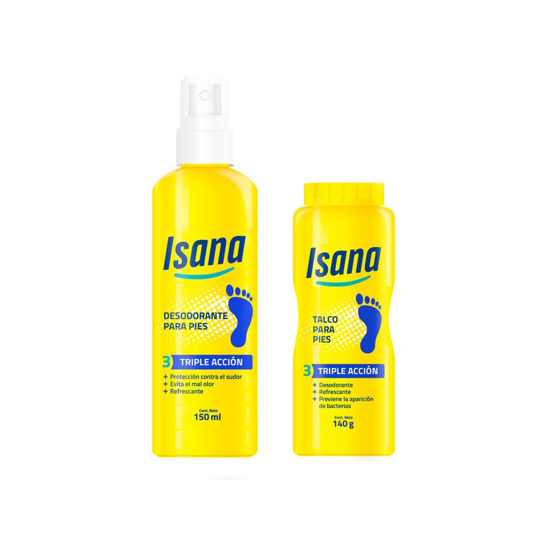 Pack Isana Desodorante Spray + Talco Para Pies Envases 150 mL y 140 g ...