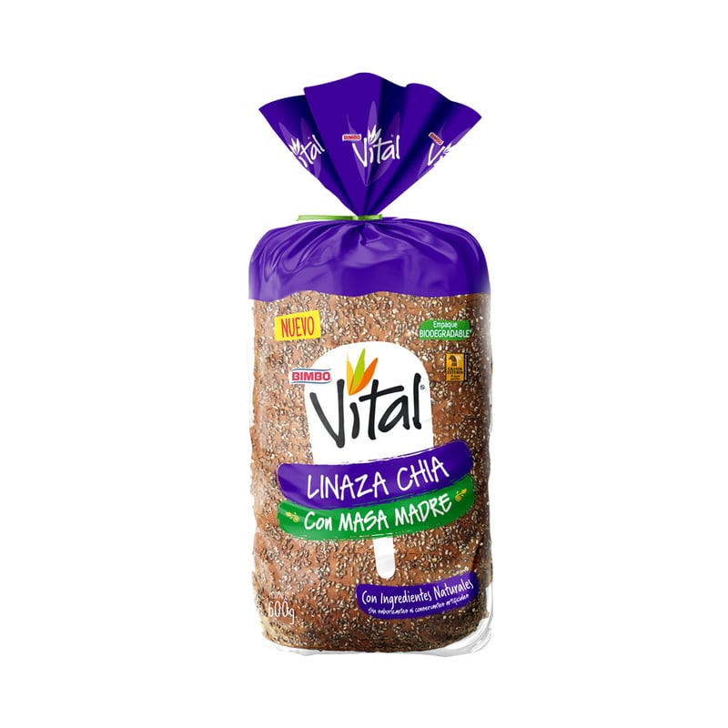 Pan de Molde Bimbo Vital Integral Multicereal con Chía y Linaza 600 g ...