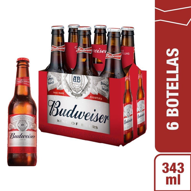 Cerveza Budweiser Pack 6 Unidades 343 mL | Tottus Perú