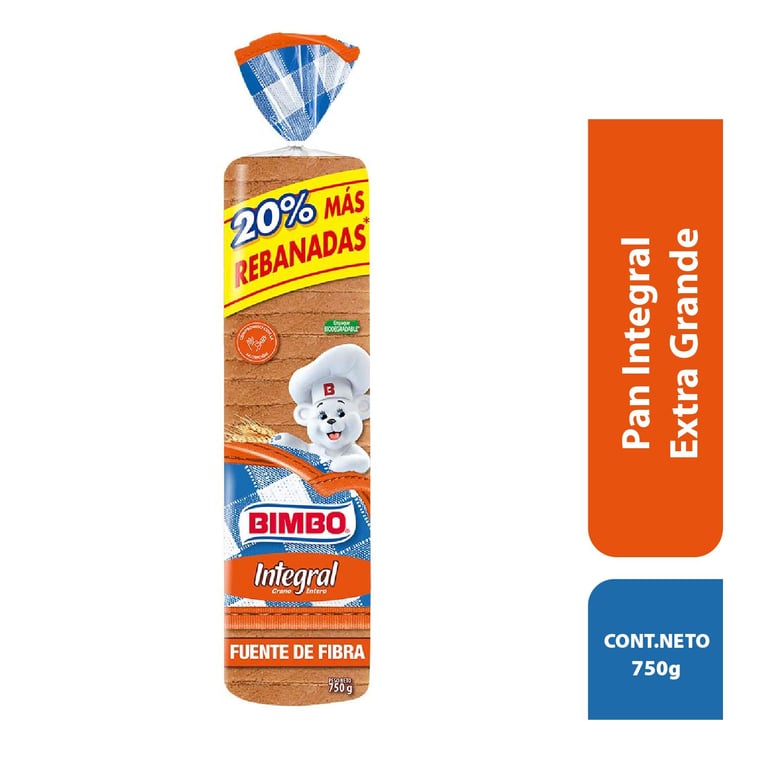 Pan Integral Xg Bimbo 750 g | Tottus Perú