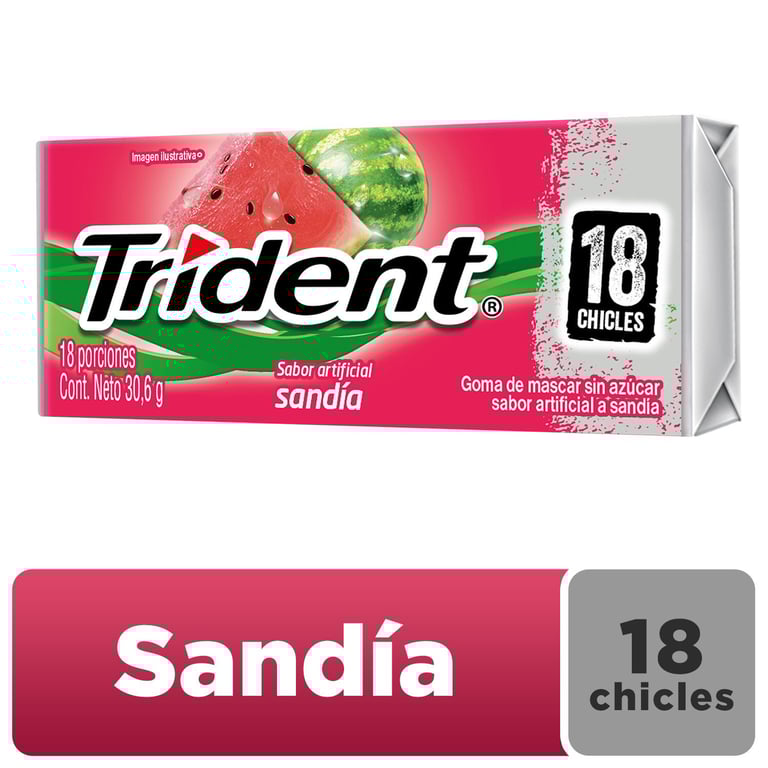 Chicle Trident Sin Azúcar De Sandia 18 Unidades | Tottus Perú