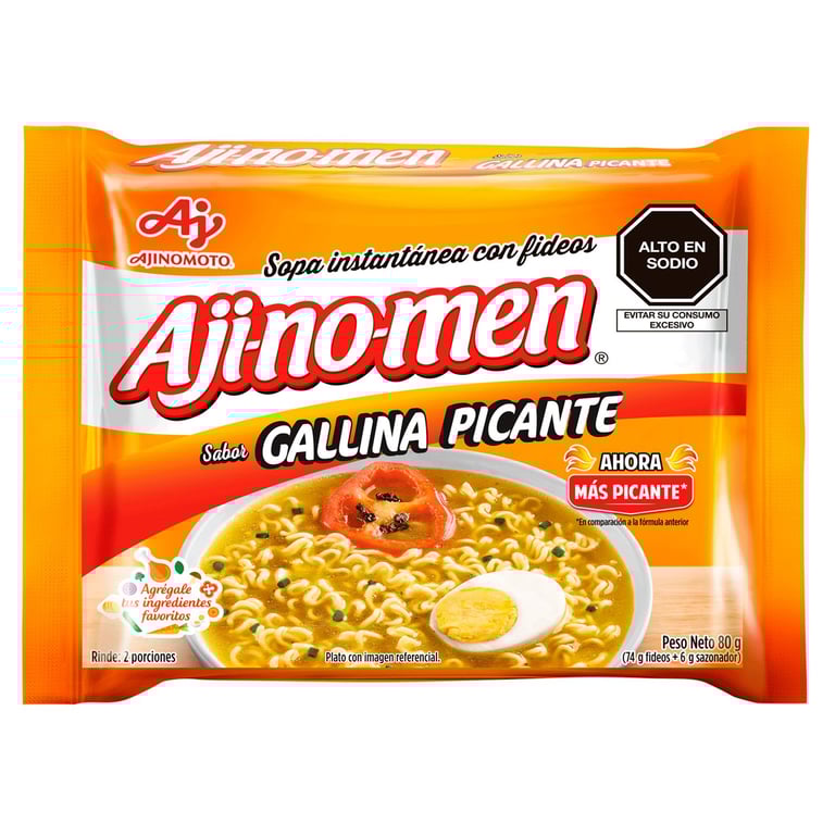 Sopa Instantánea Ajinomen Sabor Gallina Picante 80 g | Tottus Perú