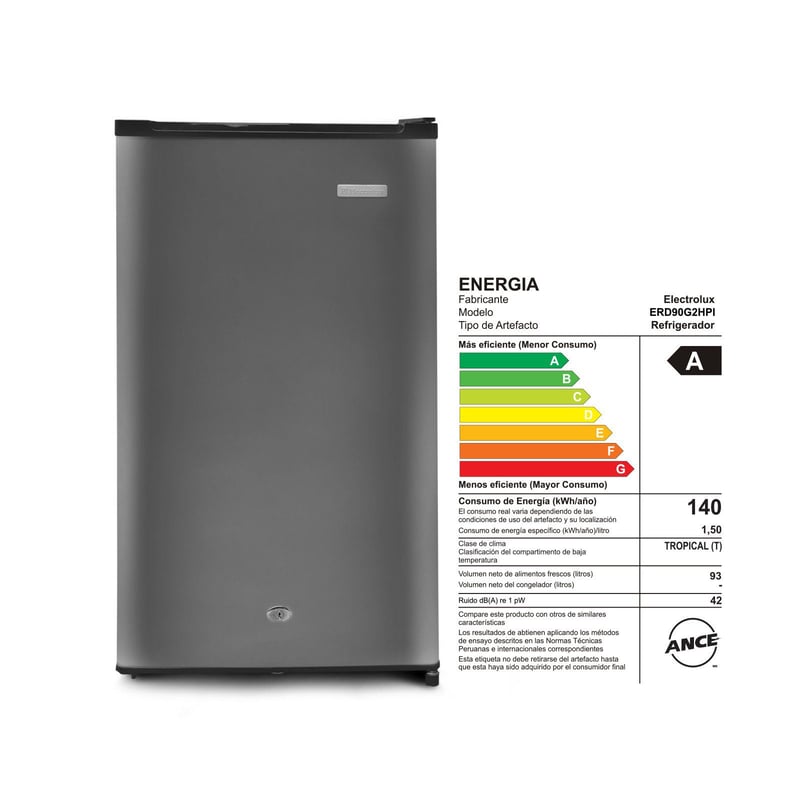 Frigobar 93Lt Plateado con Llave ERD90G2HPI | Tottus Perú