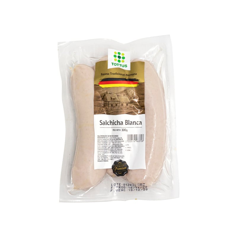 SALCHICHA BLANCA TOTTUS X 300G | Tottus Perú
