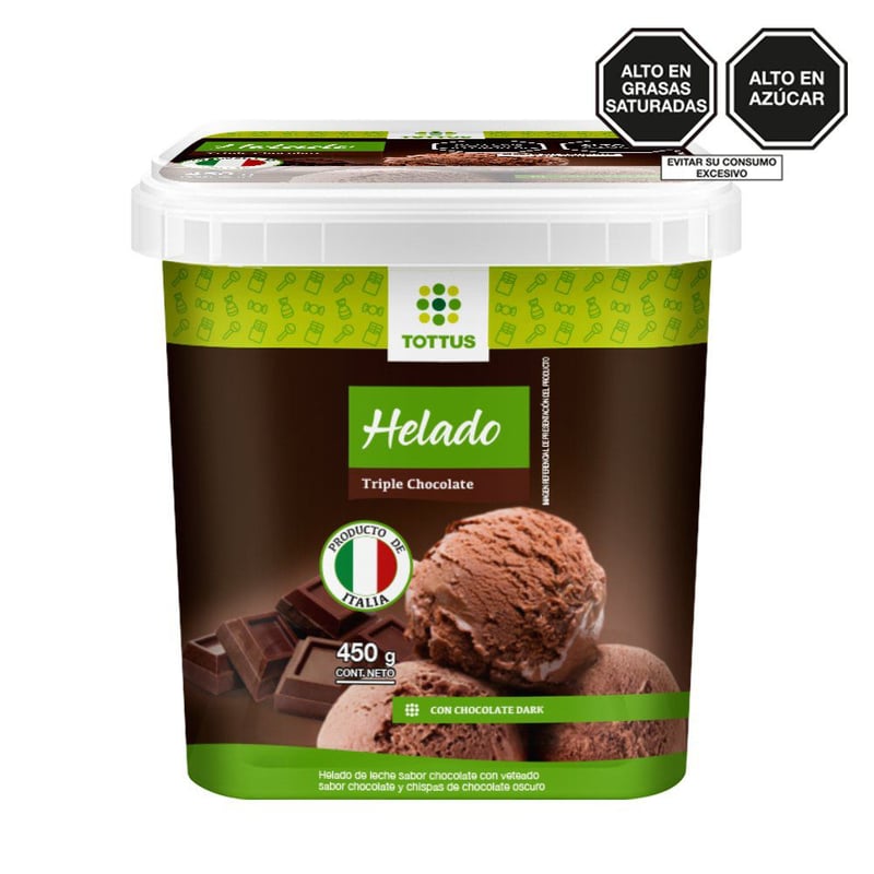 HELADO ITALIANO TRIPLE CHOCOLATE TOTTUS X 900ML | Tottus Perú