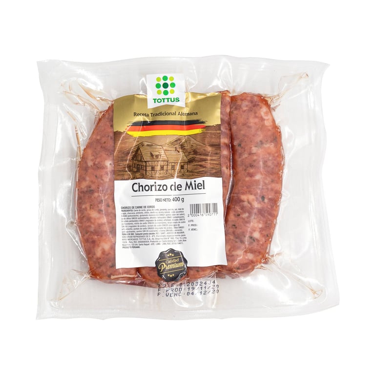 CHORIZO MIEL DE MAPLE PREMIUM TOTTUS X 400G | Tottus Perú