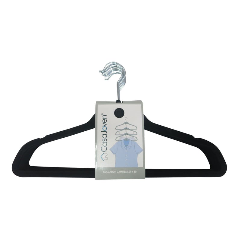 Pacl Colgadores de Ropa Gamuza Negro x 10 Un | Tottus Perú