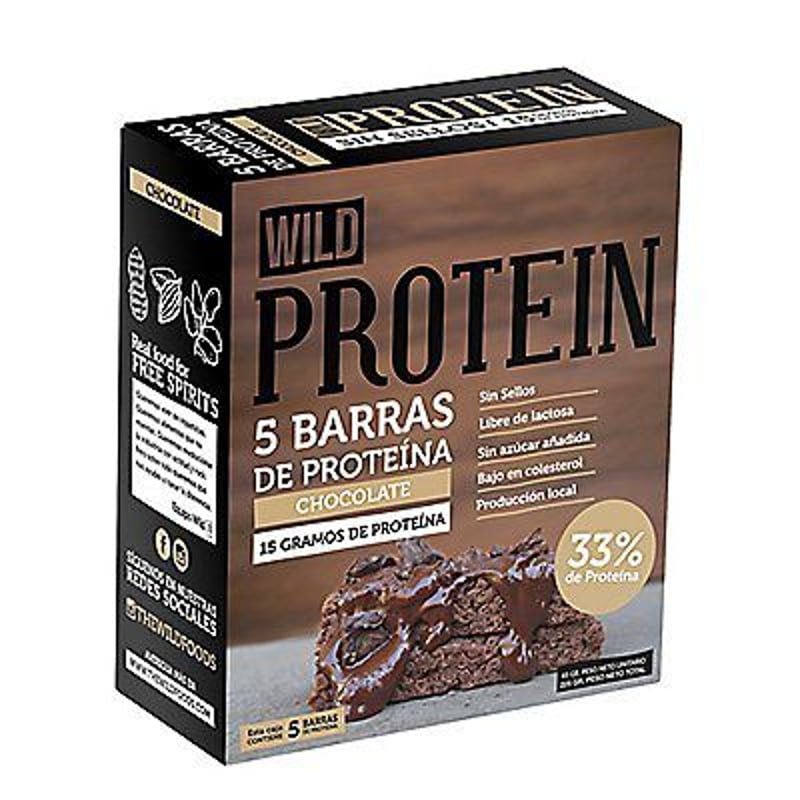 Barras de proteína Chocolate Wild Protein 5 unidades | Tottus Perú