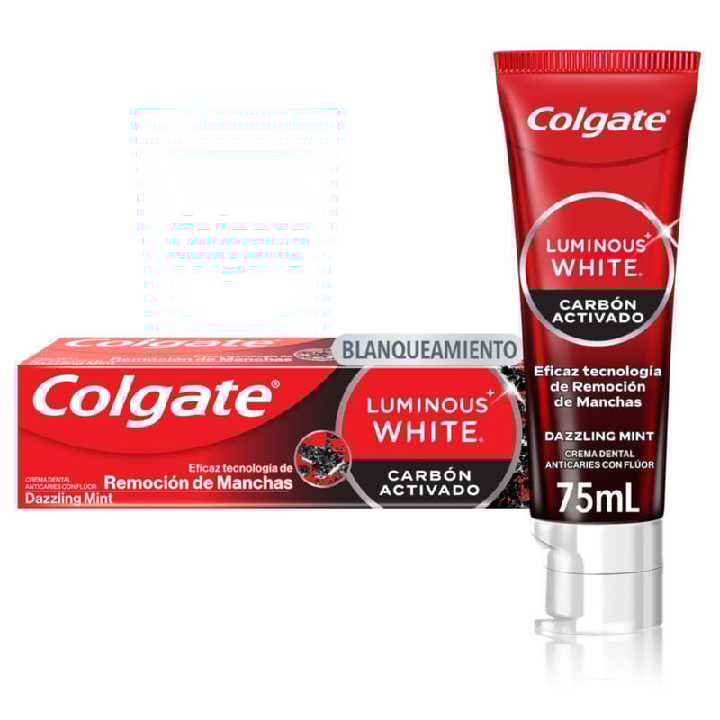 Pasta Dental Blanqueadora Colgate Luminous White Carbón Envase 75 mL ...
