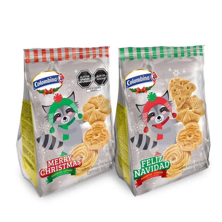 GALLETAS FELIZ NAVIDAD COLOMBINA X 150 GR | Tottus Perú