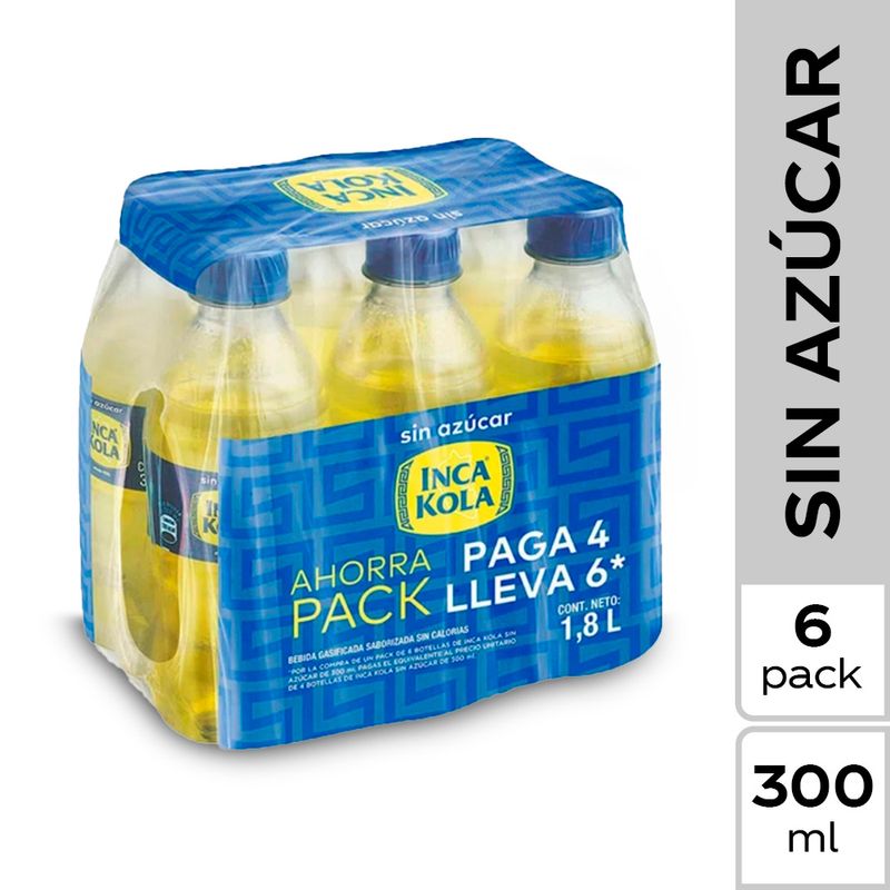 Gaseosa Inca Kola Sin Azúcar 300 Ml Sixpack Botella | Tottus Perú