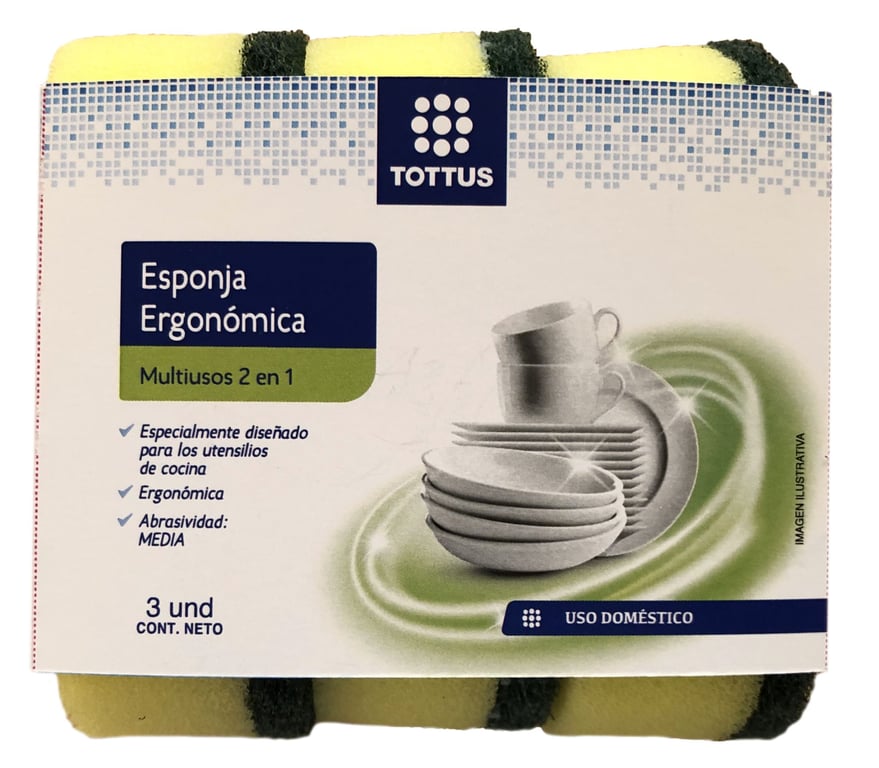 Esponja Ergonómica Multiusos 2 en 1 Tottus | Tottus Perú