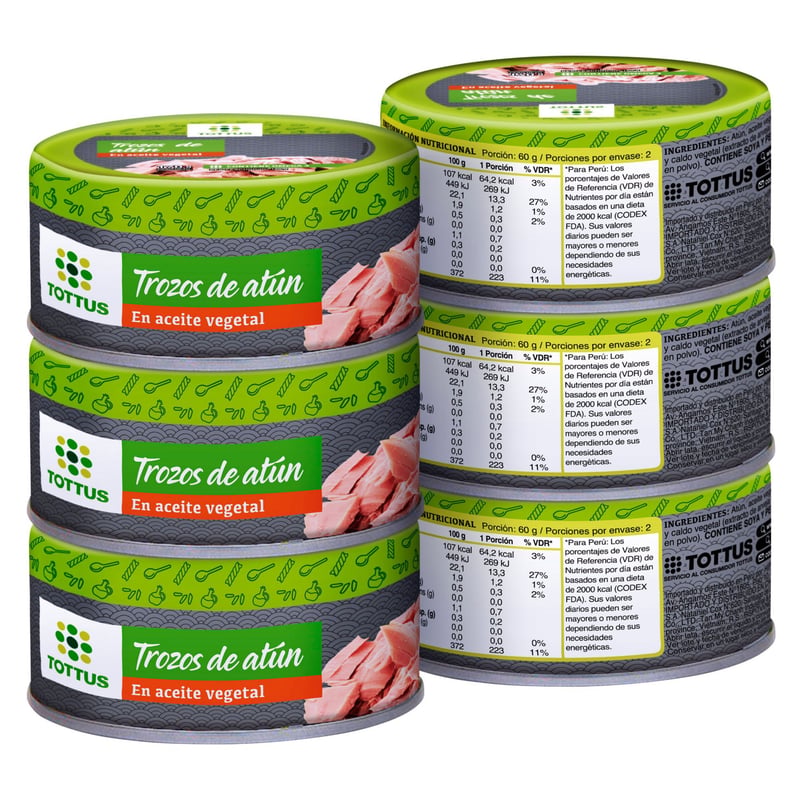 Sixpack Trozos De Atún En Aceite Tottus x 170 g | Tottus Perú