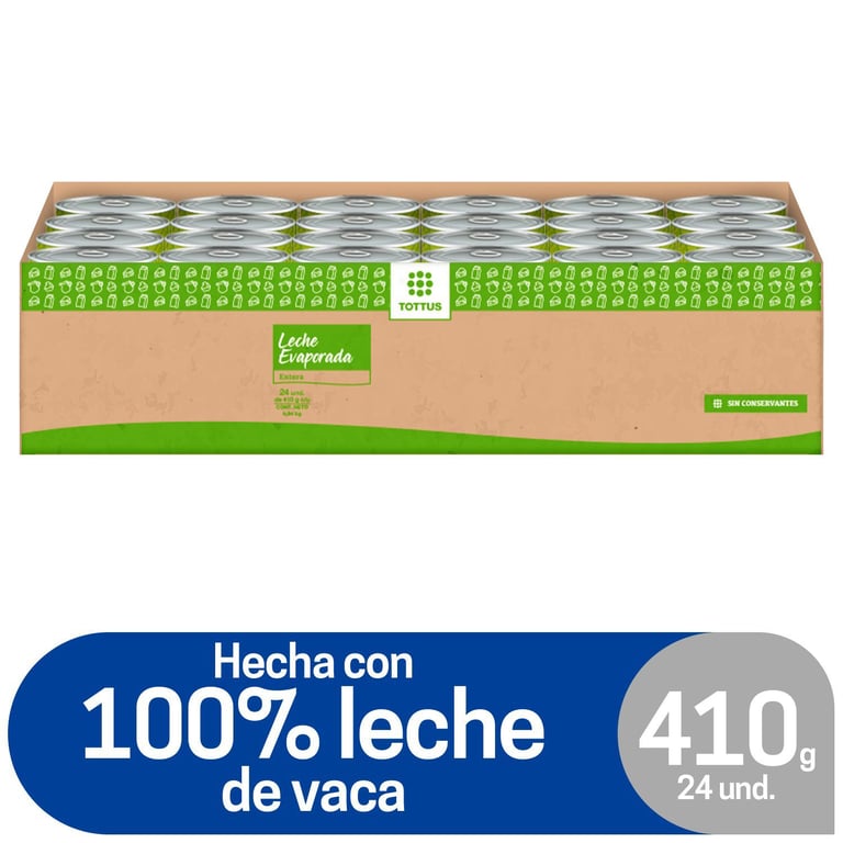 Caja Leche Evaporada Tottus 24 X 410 Gr | Tottus Perú