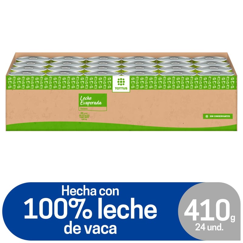 Caja Leche Evaporada Tottus 24 X 410 Gr | Tottus Perú