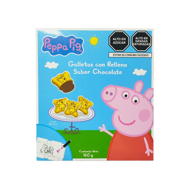 GALLETAS CON RELLENO CHOCOLATE PEPPA PIG 160G | Tottus Perú