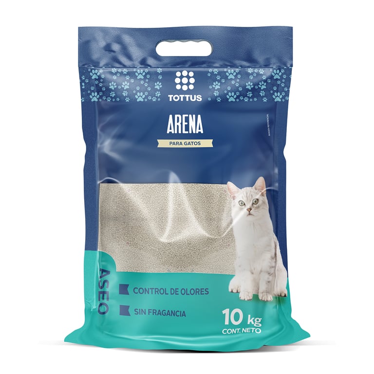Arena para gatos Tottus sin perfume de 10 kg | Tottus Perú