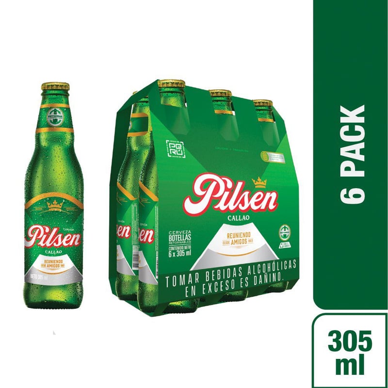 CERVEZA PILSEN CALLAO BOTELLA 305ML X 6UND | Tottus Perú