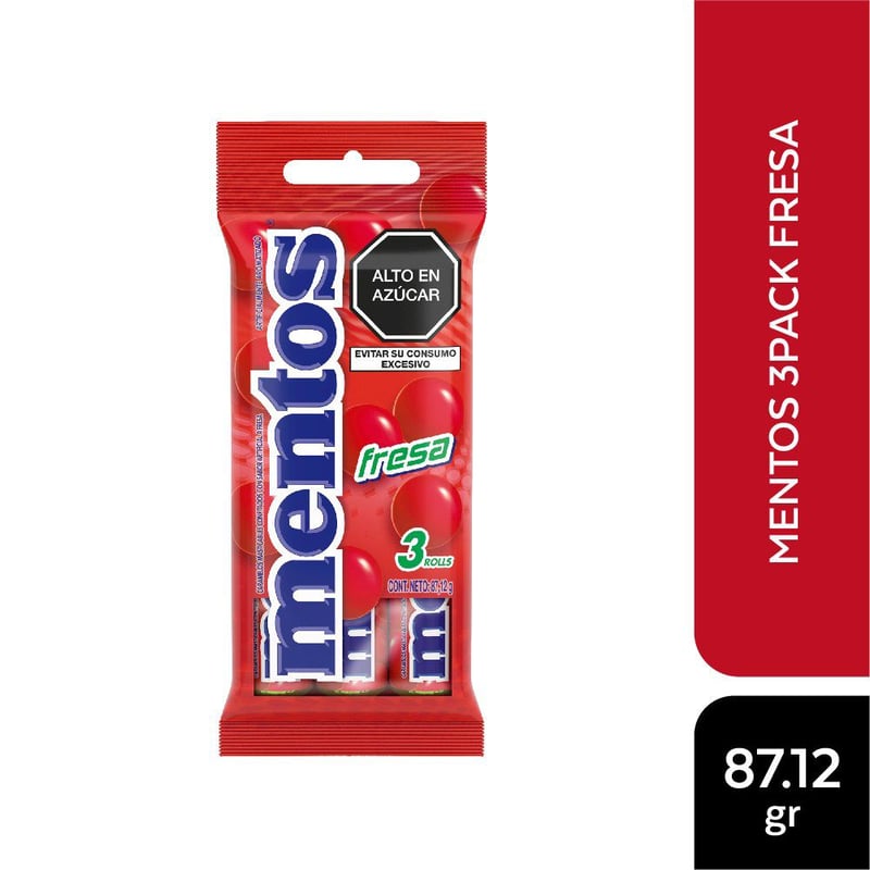 Mentos 3 Pack Fresa 87.12 g | Tottus Perú