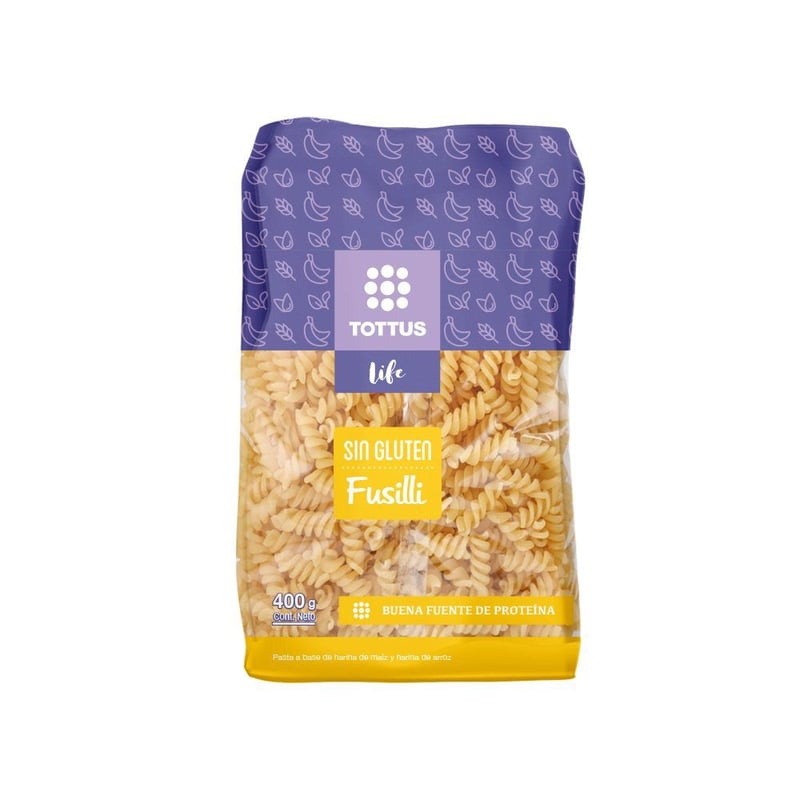 Fideos Tornillo Fusilli Libre de Gluten Tottus 400 g | Tottus Perú