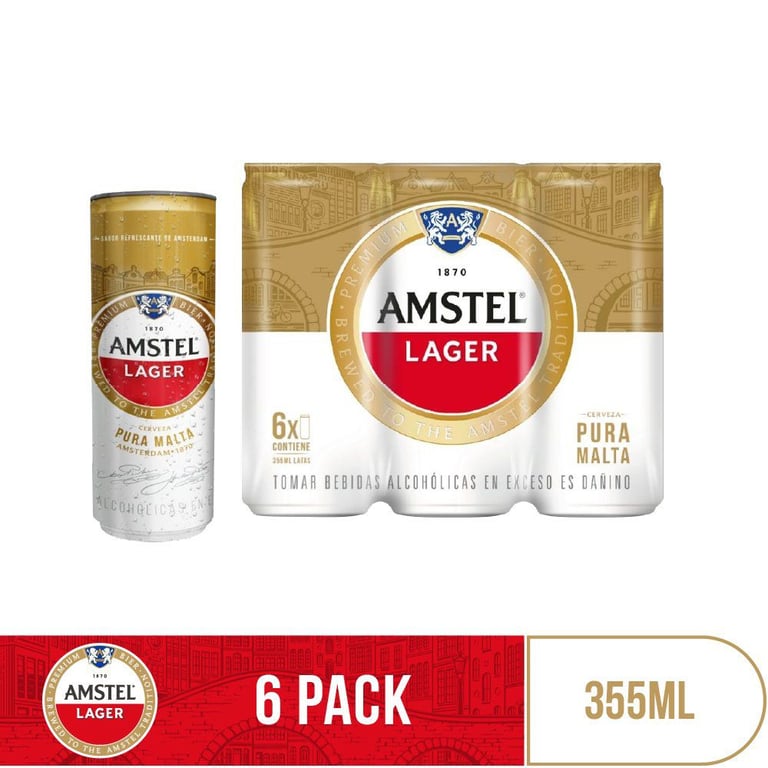 Six Pack de Cerveza Amstel en Lata de 355 mL | Tottus Perú