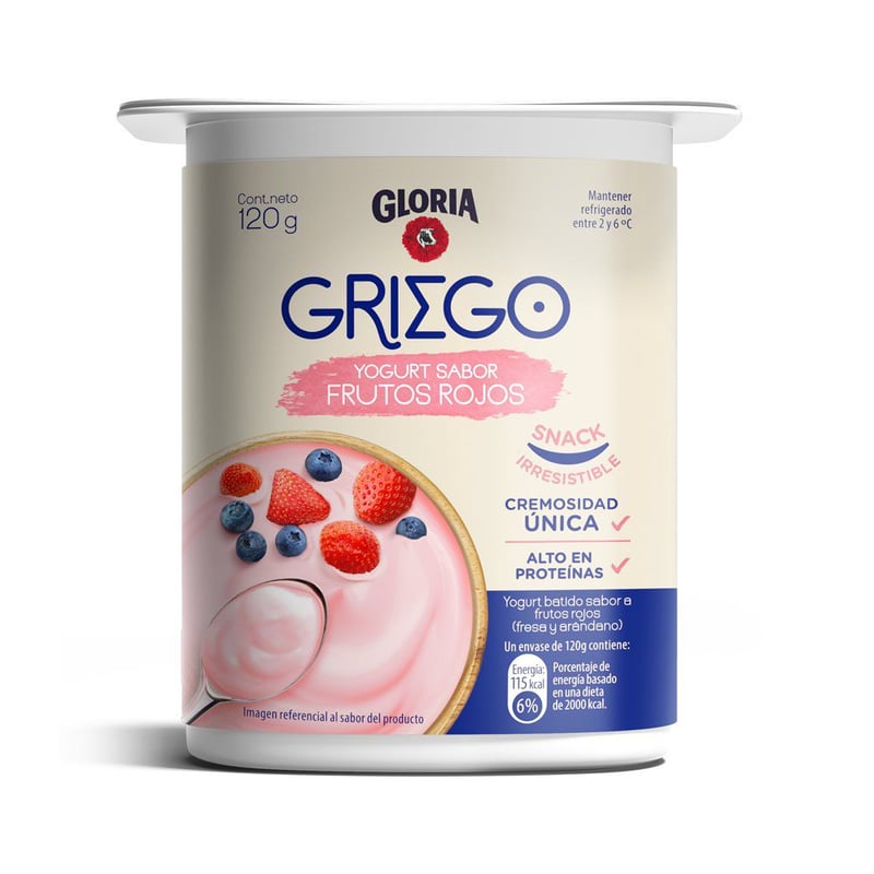Yogurt Griego Gloria Frutos Rojos 120 gr | Tottus Perú