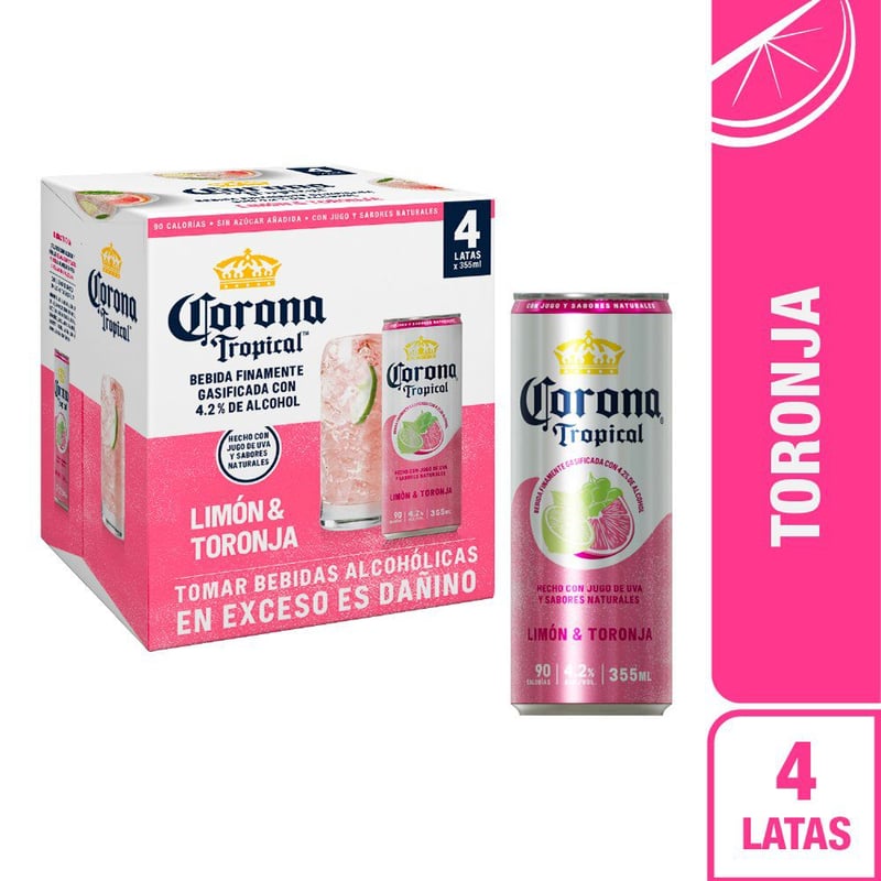 CORONA TROPICAL LIMON TORONJA 355 ML LATA | Tottus Perú