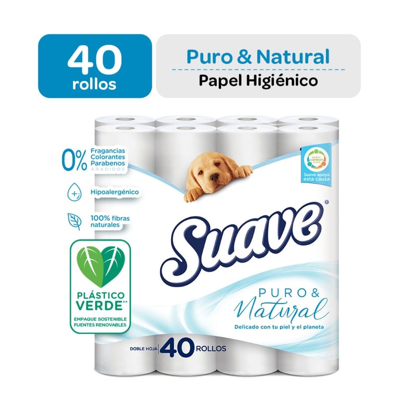 Papel Higienico Puro y Natural Doble Hoja Suave x 40 | Tottus Perú