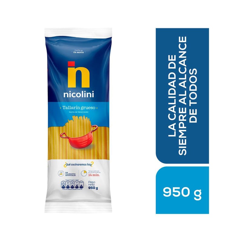 Fideos Trigo Nicolini Tallarín Grueso 950 g | Tottus Perú