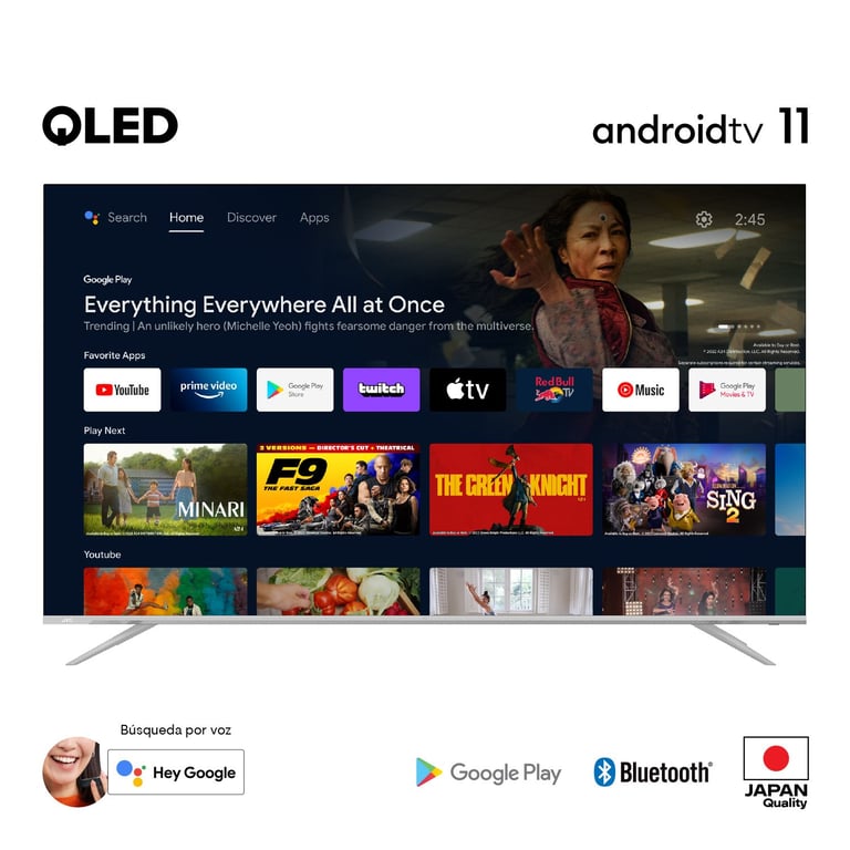 Televisor JVC 65" QLED 4K Smart TV Android Fless LT-65KB727 | Tottus Perú