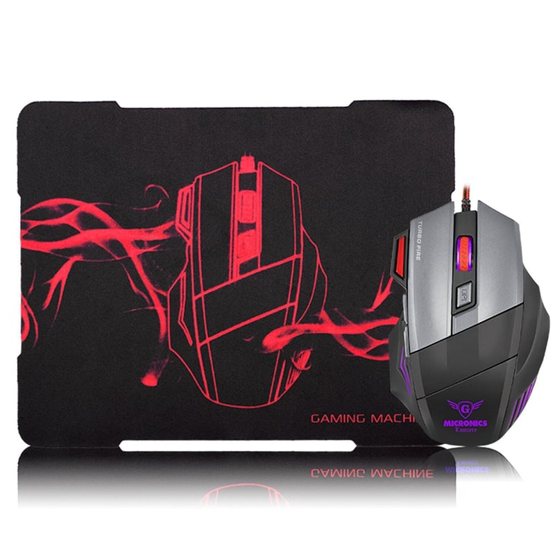 Kit Mouse y Pad Gamer Btn Turbo Fire Micronics | Tottus Perú