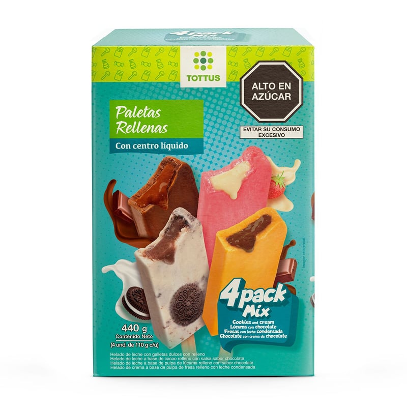 PACK X4 PALETAS RELLENAS MIXTAS X440ML | Tottus Perú