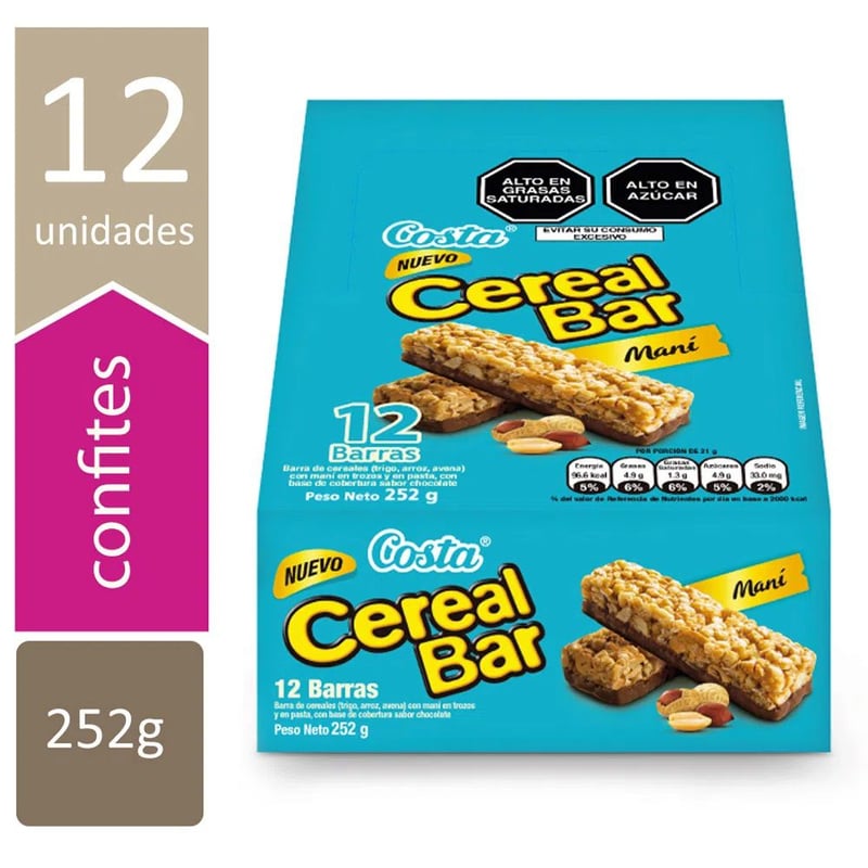 CEREAL BARRA COSTA CEREAL BAR MANI CAJA 21GX12UND | Tottus Perú