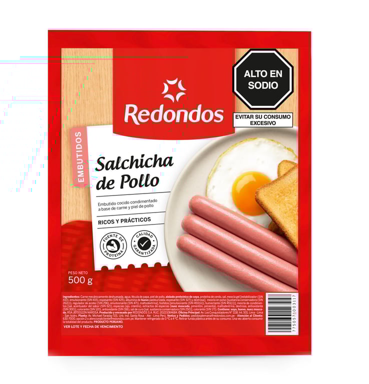 Salchicha de pollo Redondos 500 g | Tottus Perú
