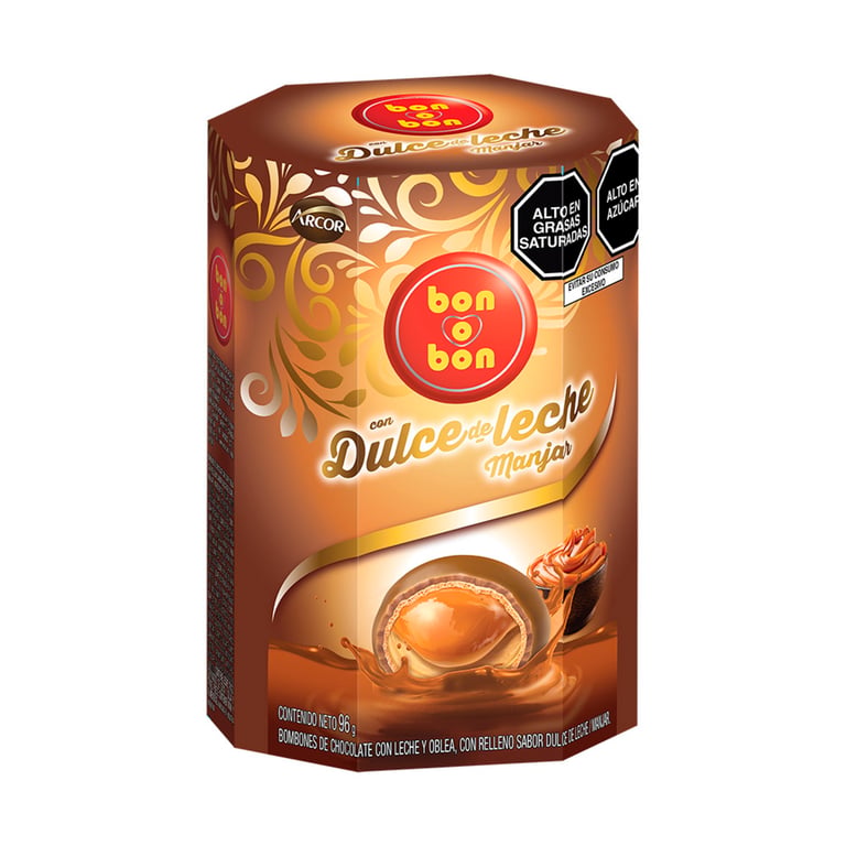 Bombones De Chocolate Bon O Bon Relleno De Dulce De Leche Caja 96 g ...