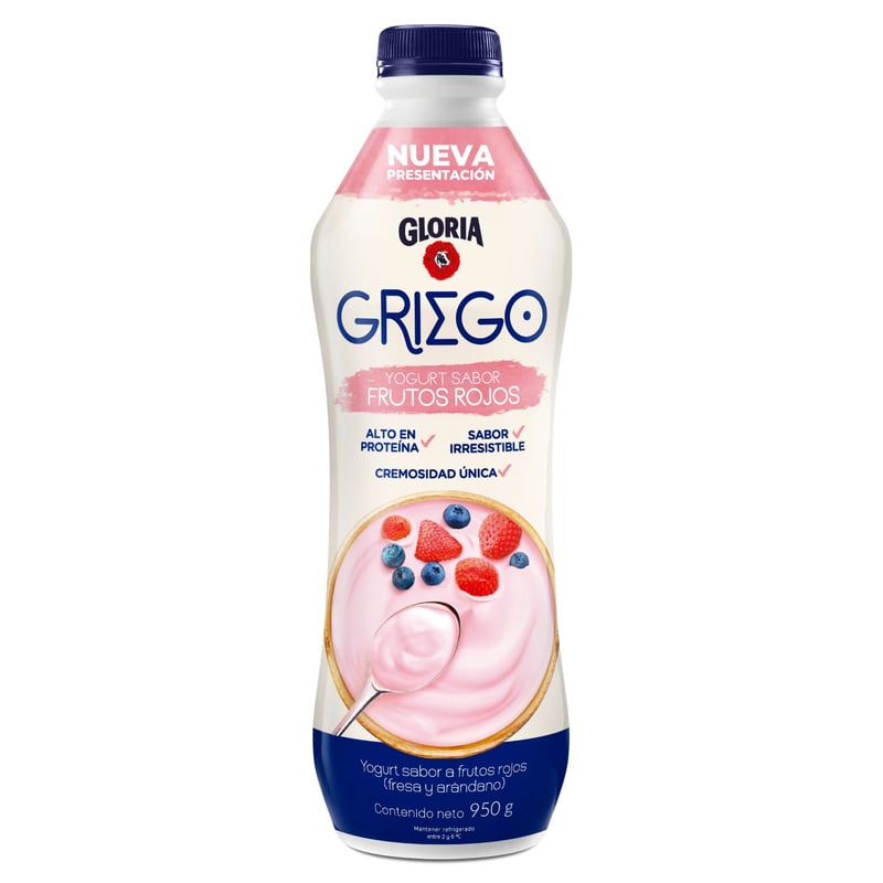 GLORIA YOGURT GRIEGO BOTELLA 950GR FRUTOS ROJOS | Tottus Perú