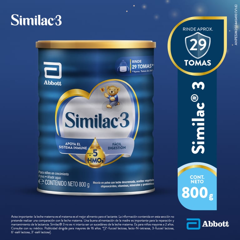 Fórmula Infantil SIMILAC 3 HMO Lata 800 g | Tottus Perú