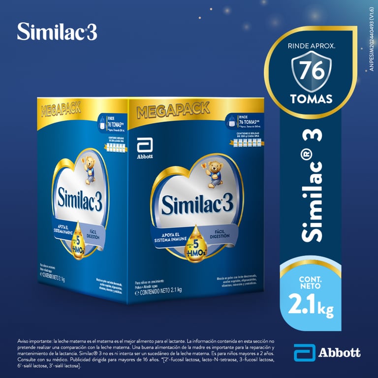 Fórmula Infantil SIMILAC 3 HMO Lata 2100 g | Tottus Perú