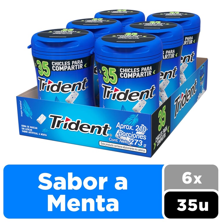 Chicle Trident Botella Sin Azúcar sabor Menta 35 Unidades | Tottus Perú