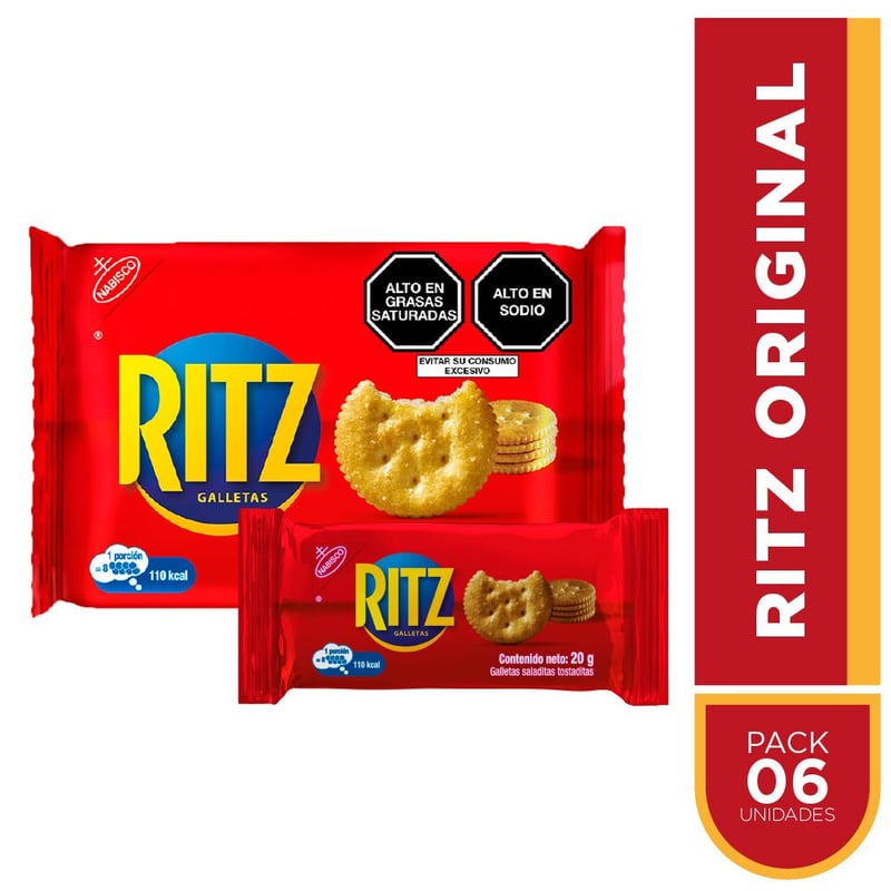 Galletas Saladas Ritz Original paquete 6 Unidades 120 g | Tottus Perú