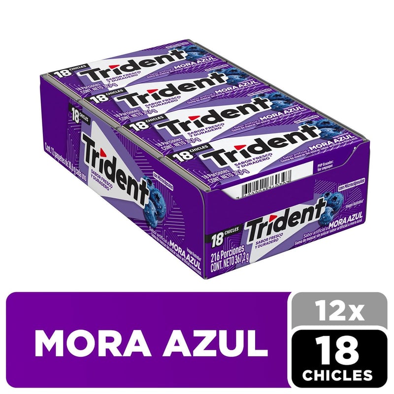 Chicle Trident Mora Azul Display 367 g | Tottus Perú