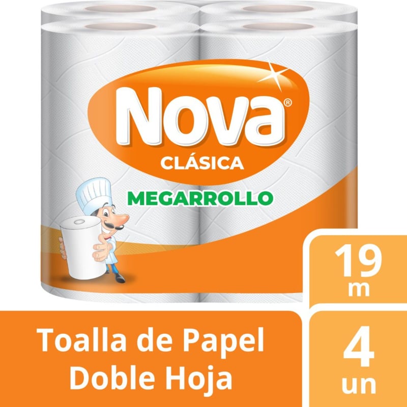 Papel Toalla Nova Doble Hoja Clásica Mega 4 x 106 hojas | Tottus Perú